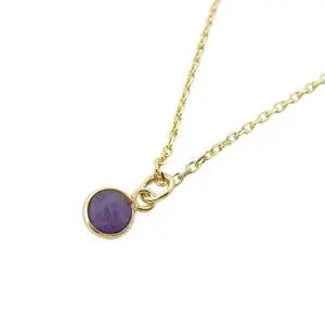 HARFI Gold / Yellow Mini February Amethyst Birthstone Charm Gold Plated Chain - Gold/yellow