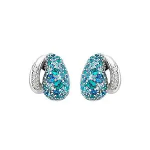 Arte Madrid Sierra Pavé Open Dome Hoop Earrings - Blue