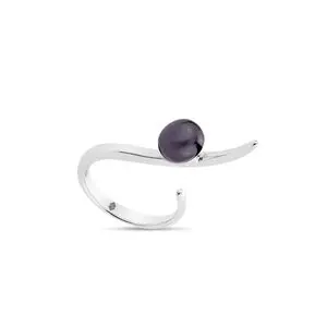 SALLY SKOUFIS Black / Silver Moon Shadow Ring With Natural Black Pearl In Sterling Silver - Black/silver