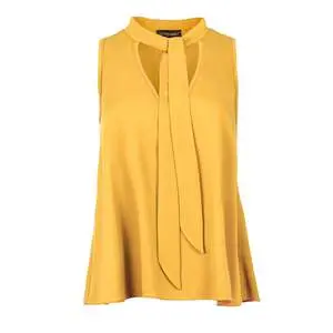 CONQUISTA Mustard Tie Detail Sleeveless Top - Orange