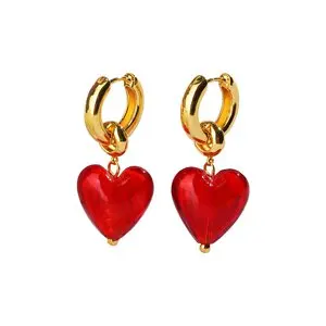 CLASSICHARMS Esmée Glaze Heart Dangle Earrings - Red