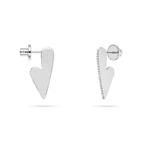 MEULIEN Meulien 18K Vermeil Keen Heart Earrings With Cubic Zirconia Silver