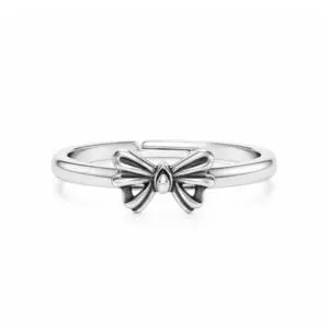 UNALOE Sterling Bow Ring – Romantic Adjustable Feminine Ring - Silver