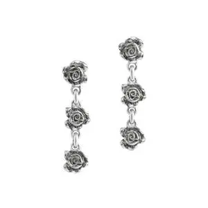 UNALOE Records Sterling Rose Drop Earrings – Earrings - Silver