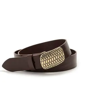 JUAN-JO Leather Belt With Buckle Snake Scales - Brown