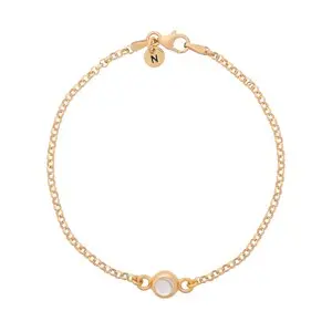 NELLOU JEWELLERY Gold Plated Sterling Silver Crystal Birthstone Bracelet - Gray/yellow
