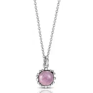UNALOE Sterling Silver Necklace With Natural Kunzite Pendant - Silver/pink