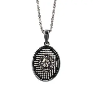 EBRU JEWELRY Lion Head Pave Diamond Sterling Chain Necklace - Silver