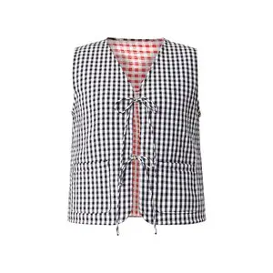 YUMI Gingham Reversible Cotton Tie Waistcoat