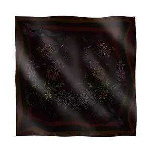 Natalia Petruch Mountain Flowers Silk Handkerchief Dark - Brown