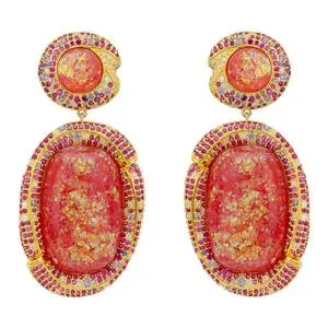 LATELITA Pink / Blue / White Fiorella Pink Opal Drop Earrings Gold - Pink/blue/white