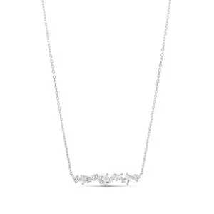 SHYMI Multi Shape Prong Set Bar Necklace - Silver