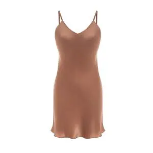 SEROTONINN Silk Slip Mini Dress Cappuccino - Brown