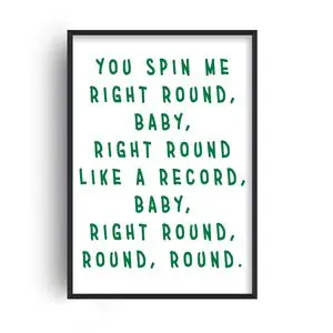 FANCLUB You Spin Me Right Round Retro Playful Music Giclée Art Print - Green