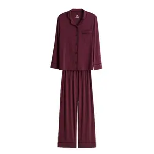PURE PARIMA Soft-knit Long Sleeve Pajama Set - Red