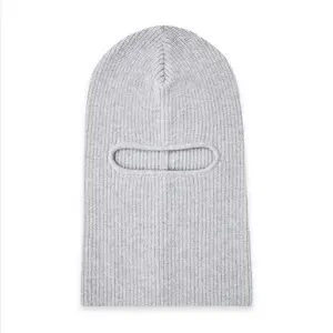 PAUL JAMES KNITWEAR Merino Cashmere Aurelius Fisherman Rib Balaclava Light - Grey
