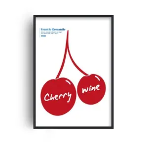 FANCLUB Blue / Red Cherry Wine 1980's Music Song Lyric Kitchen Art Print - Blue/red