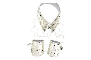 VICKISARGE Dominatrix Collar & Cuff Set - Silver