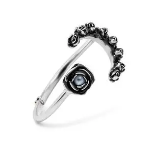 UNALOE Sterling Silver Rose Open Bracelet With Natural Stone - Silver/blue
