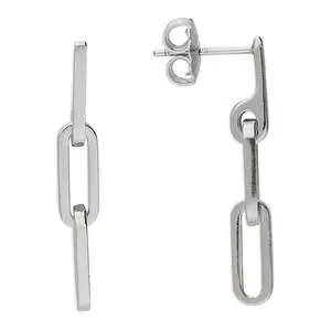 HARFI Paperclip Link Chain Everyday Drop Sterling Earrings - Silver