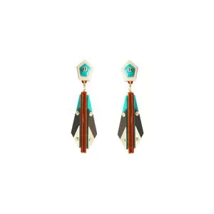 GISSA BICALHO Acrylic Handmade Earring Tower Cinnamon - Yellow