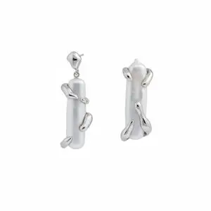 ANGEL BAROCCO Stick Baroque Pearl Earrings - Silver