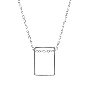 ANCHOR & CREW Bowen Box Mini Geometric Necklace Pendant - Silver