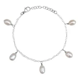 KIRI & BELLE Annalise Pearl Drop Charm Sterling Bracelet - Silver