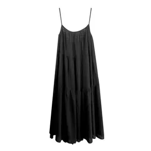ZENZEE Cotton Linen Tiered Patchwork Slip Dress