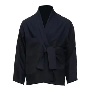 MOE Deep Checkered Wool Vest Jacket Double Pockets - Blue