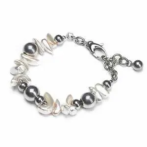 KIREI Reverb – Biwa Shell Pearl & Stainless Steel Statet Bracelet - Silver