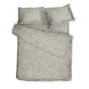 DECOFLUX HOME Brown / Grey / Neutrals Cotton Bed Linen Set Rose Line Almond - Brown/grey