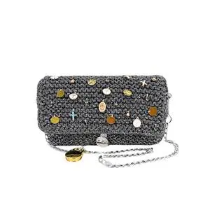 HILO DE MAR Small Hand-knitted Handbag In Premium Variegated Yarn - Grey