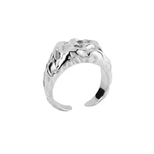 LINYA JEWELLERY Deka Amorphous Rectangular Shiny Ring - Silver