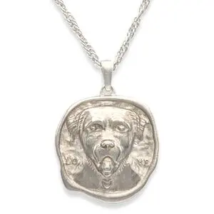 FRENVYRN Silver / Black Lars Reversible Dog Coin Necklace, Sterling Silver - Silver/black