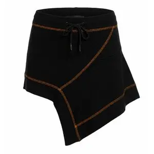 GAO REPUBLIC Mini Skirt With Asymmetric Hem Jersey - Black