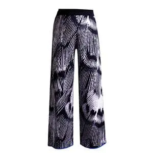 ESSIEN & EMRE Arden Merino Wool Knitted Pattern Trousers - Blue