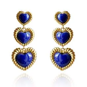 LAURA GRAY Sloan Triple Heart Earrings - Blue