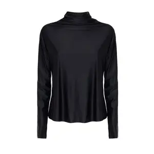 JULIA ALLERT Leather-look Long Sleeve Top - Black