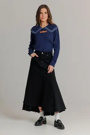 LOU&UP (FORMERLY LOUP CLOTHING) Everyday Stretch Denim Skirt - Black