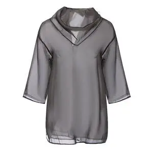 FRONT ROW SHOP Silk Two-tone Reversible Organza Blouse - Grey