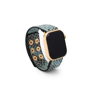 Saachi Leather Scale Apple Light Watch Band - Blue
