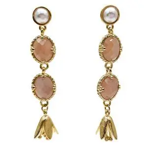 FARRA Sunstone Dangle Stud Earrings - Orange