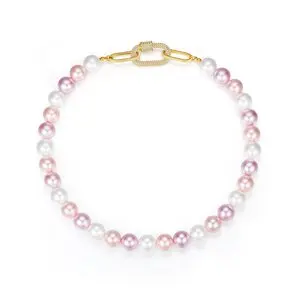 CLASSICHARMS Small Shell Pearl Necklace With Gem-encrusted Carabiner Lock - Pink