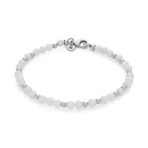 NELLOU JEWELLERY Neutrals Jewel Bead June Birthstone Bracelet Sterling Silver Rainbow Moonstone - Gray