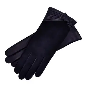 1861 GLOVE MANUFACTORY Varese Leather Gloves In Navy Nappa Suede Leather - Blue
