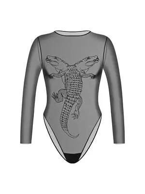ZHILYOVA Alligator Long Sleeve Bodysuit - Black