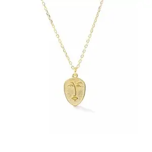 SPERO LONDON Abstract Face Monogram Medal Art Sterling Silver Necklace - Gold