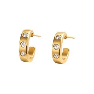 LILY FLO JEWELLERY Bold Hoops With Flush Set Diamonds - Gold