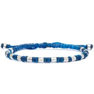 HARBOUR UK Yule Viking Silver Rope Bracelet - Blue
